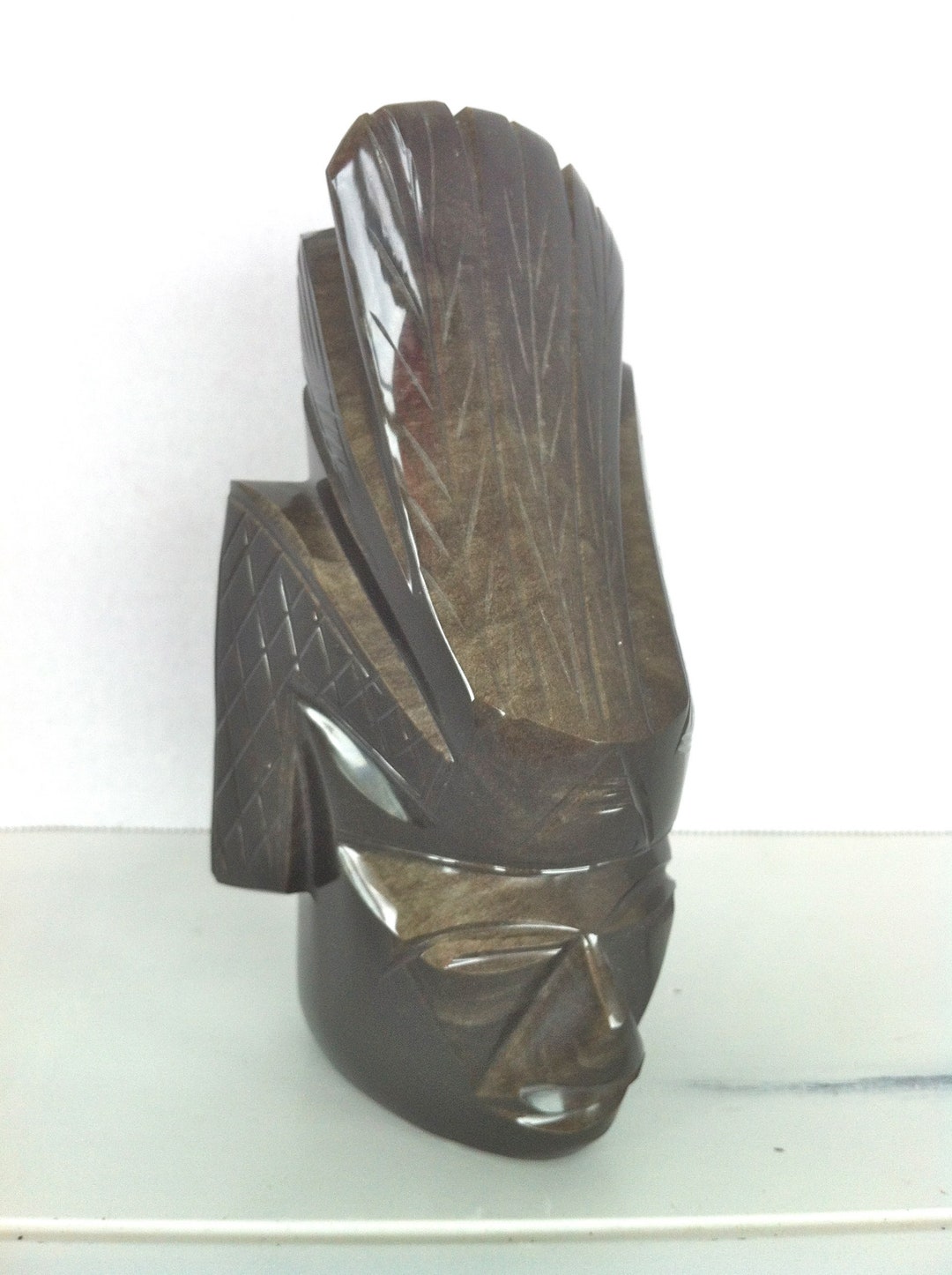Gold Sheen Obsidian Aztec Statue/mexican Gold Sheen Obsidian Statue ...
