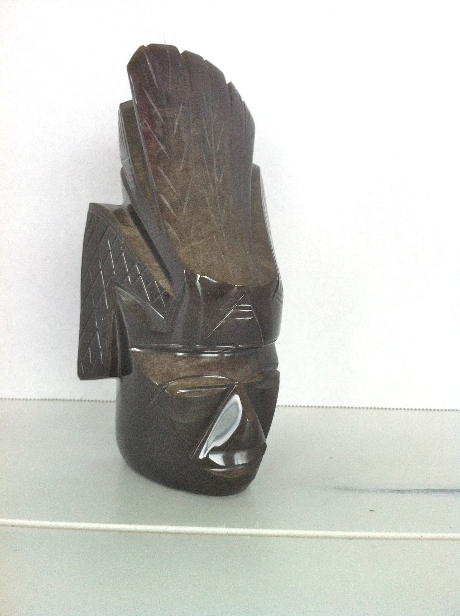 Gold Sheen Obsidian Aztec Statue/mexican Gold Sheen Obsidian - Etsy