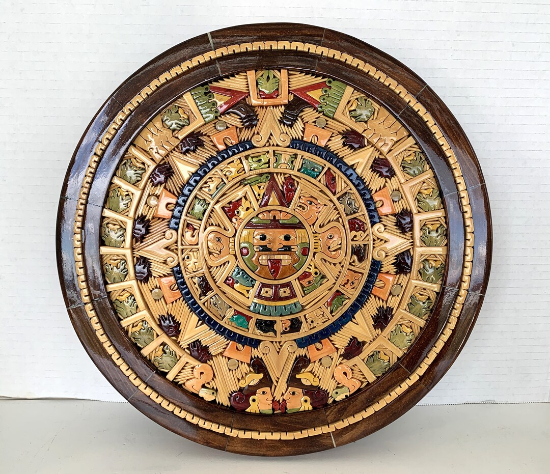 Aztec Wooden Calendar 3D Wall Hanging/mayan Calendar Carved Wooden ...