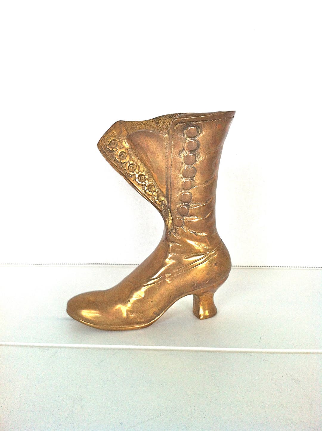 Brass Victorian Style Boot Vase/brass Boot/brass Steampunk Boot Vase ...