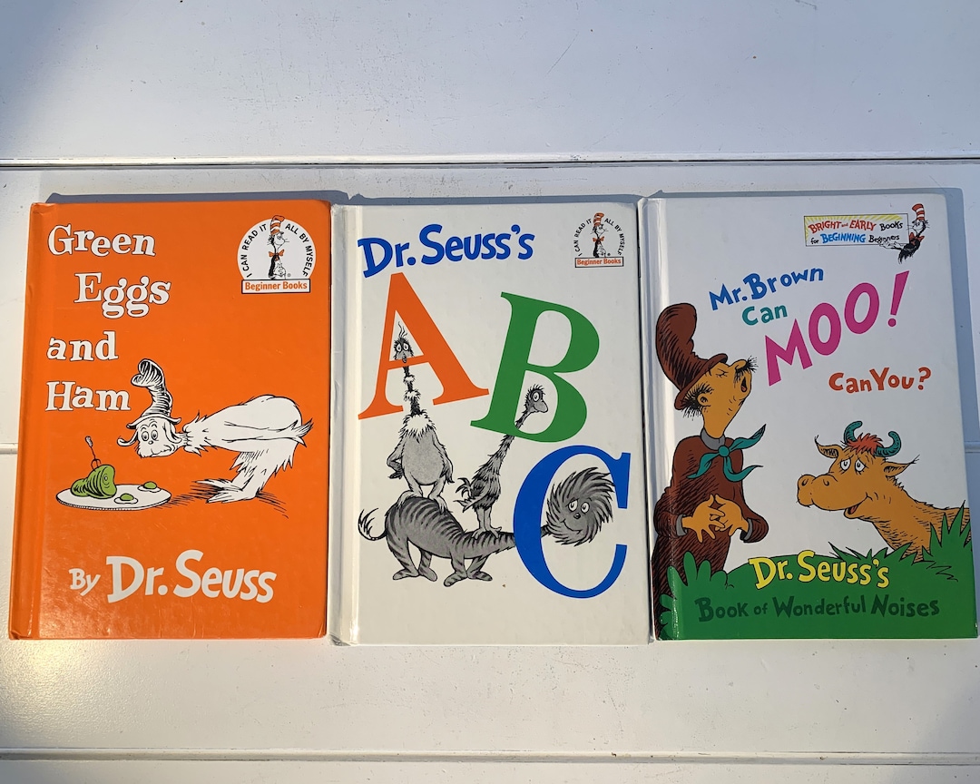 Vintage Dr. Seuss Three Hardcover Book Green Eggs and Ham 1960 ABC 1963 ...