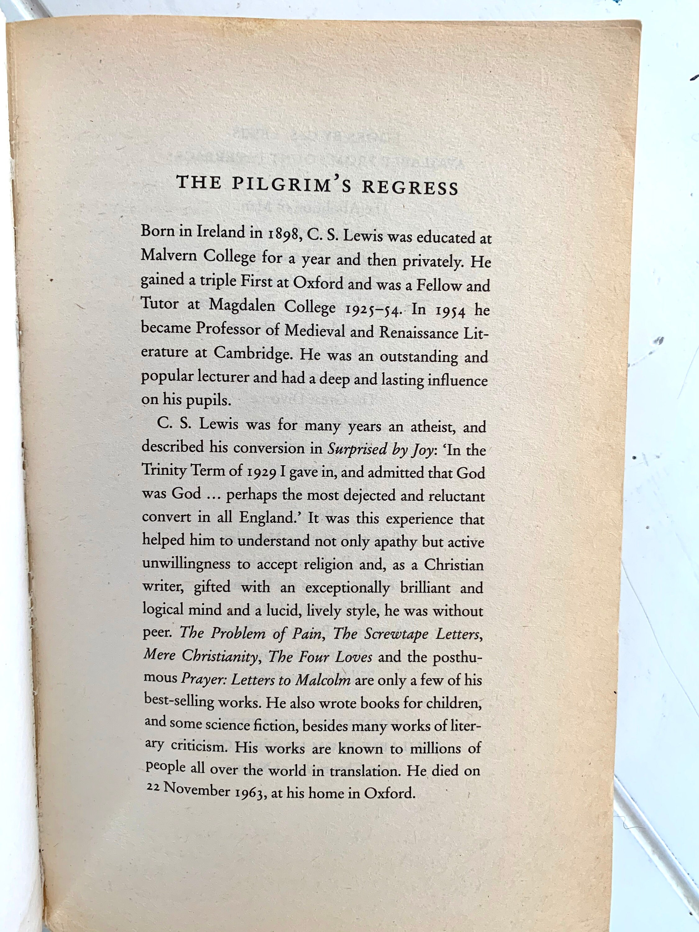 C.s.lewis the Pilgrim's Regress Paperback Book/special - Etsy