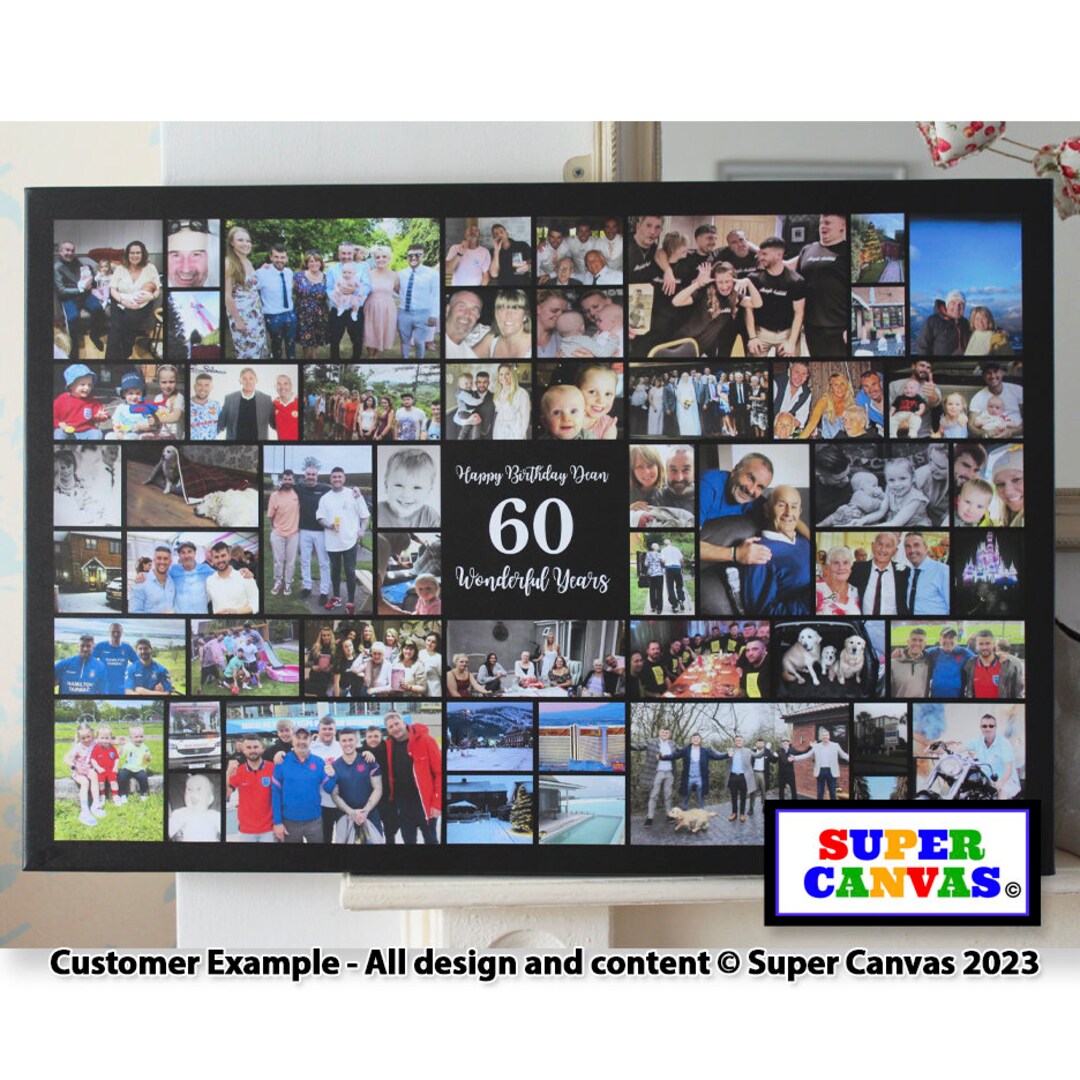 Happy 60th Birthday Custom Photo Picture Frame Collage Board Framed ...