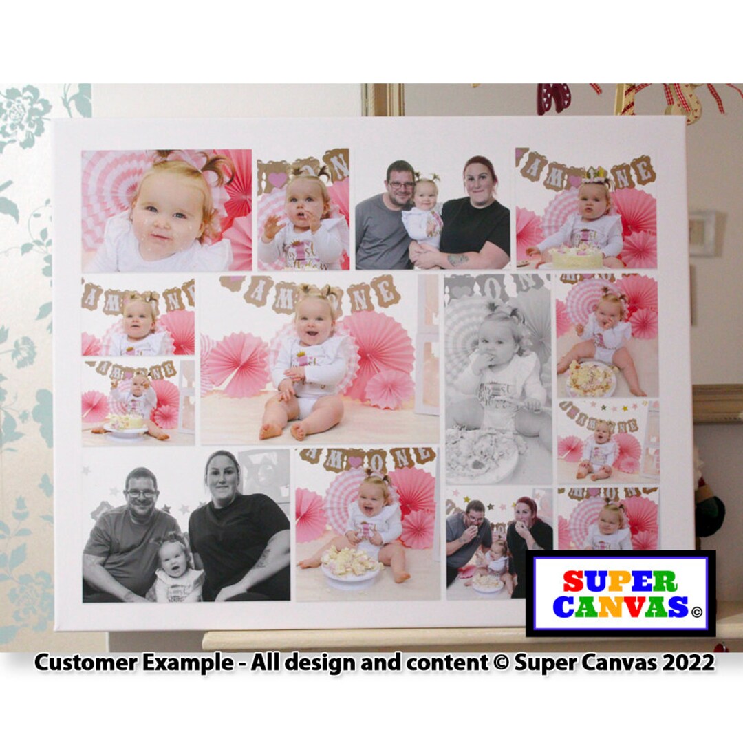 Custom Personalised 14 Picture Photo Board Collage Canvas Print Family ...