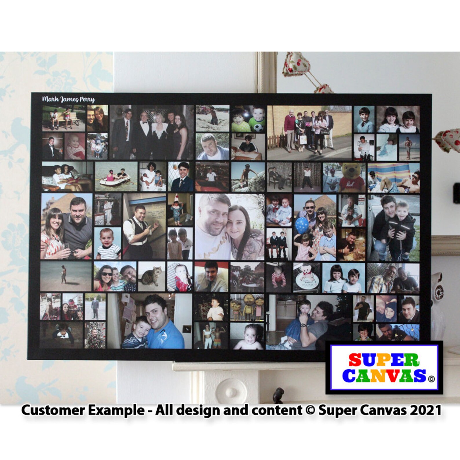 65 Photo Collage Personalised Bespoke A1 A2 A3 Framed Canvas | Etsy