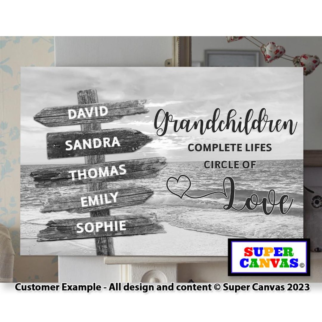 Grandchildren Family Street Sign Post Personalised With Names Beach ...