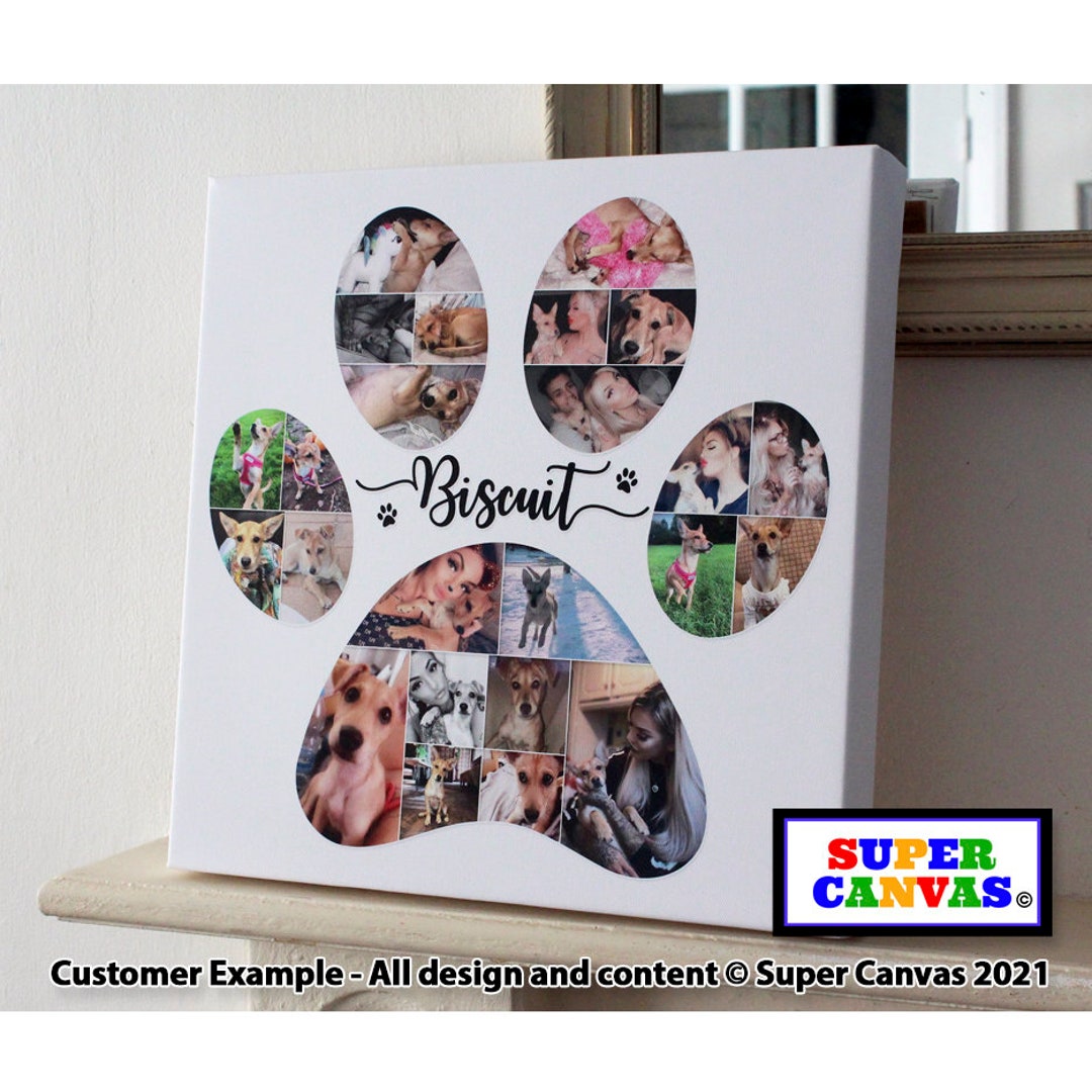 Dog Cat Paw Print Shape Picture Photo Collage Cpet Portrait Wall Art ...