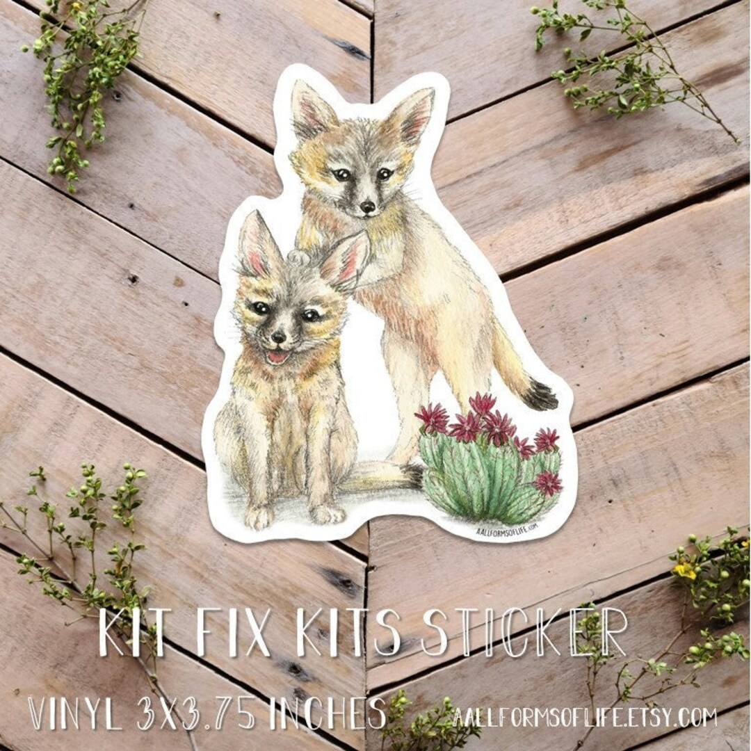 Kit Fox Kits Sticker, Vinyl Weatherproof Sticker, Kitfox Waterbottle ...