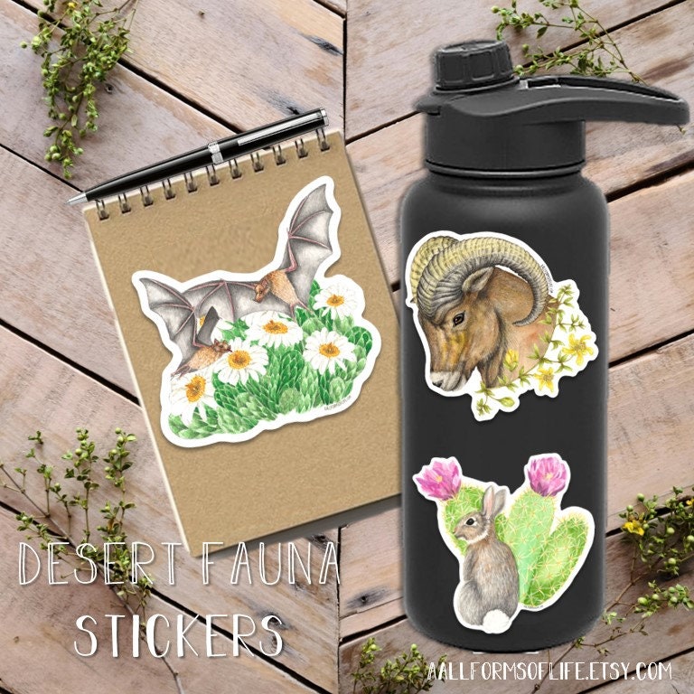 Desert Fauna Sticker Pack, Desert Animal Stickers, Cotton Tail Rabbit ...