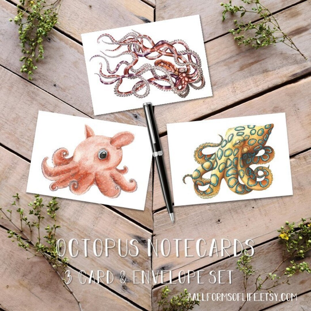 Octopus Card, Octopus Greeting Card, Blueringed Octopus, Cute Dumbo ...