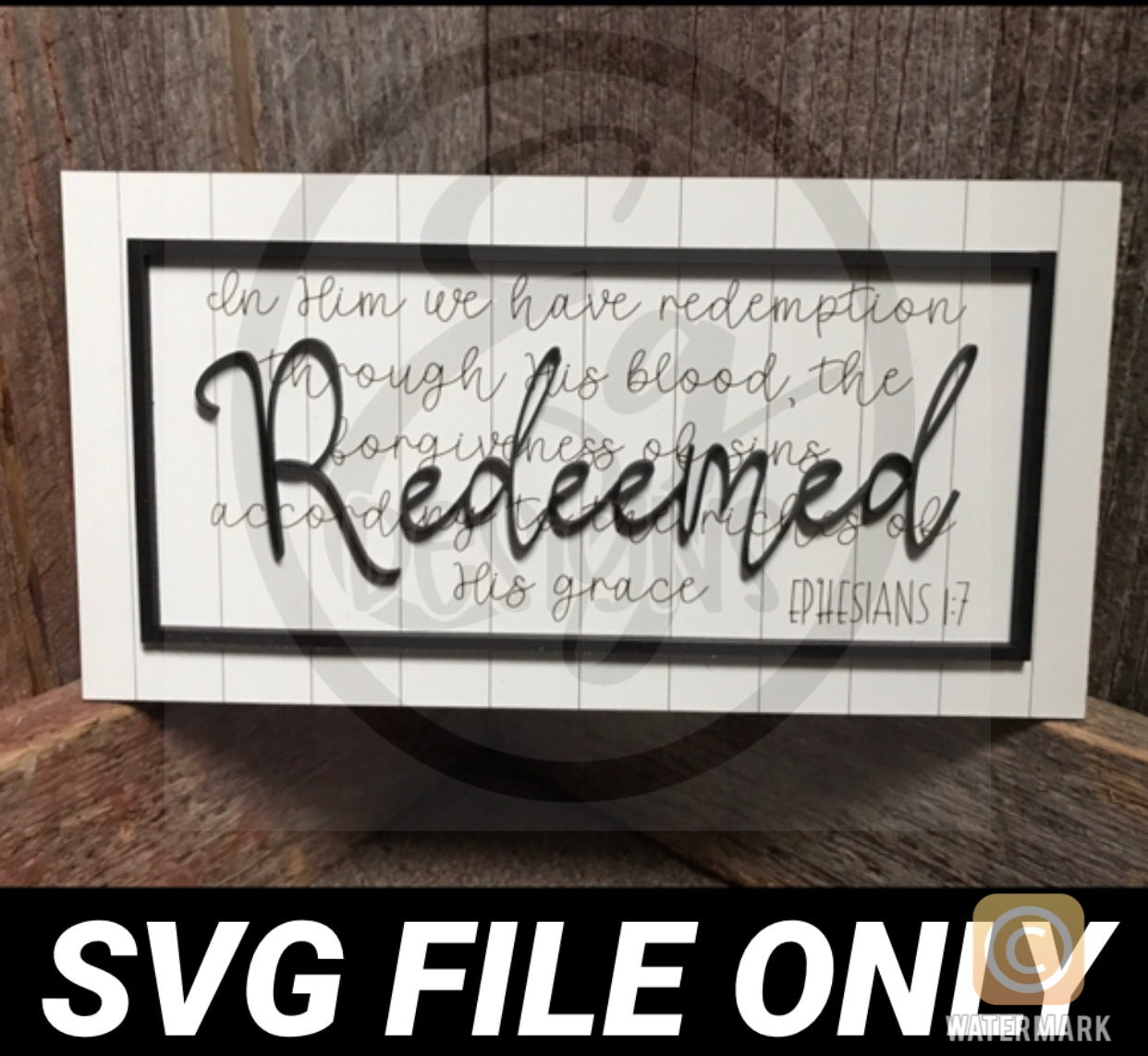 SVG Download Redeemed Verse Sign Ephesians 1:7 - Etsy