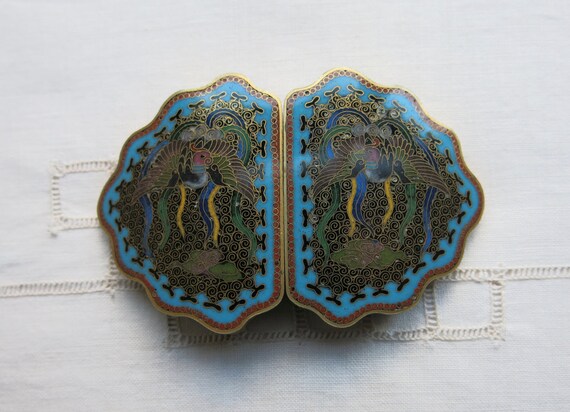 Japanese Meiji period enamel belt buckle, fabulous pe… - Gem