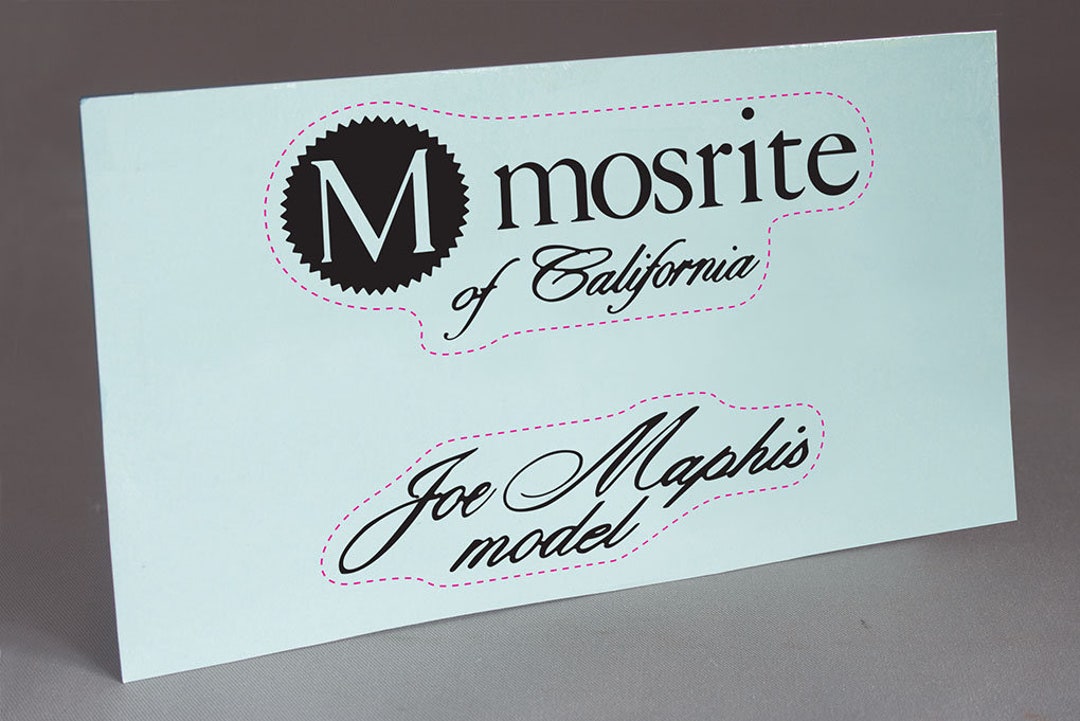 MOSRITE BLACK Precut Water Slide Decal Joe Maphis (version 2) Guitar ...