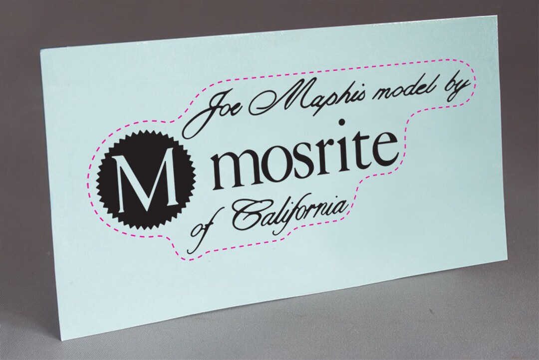 MOSRITE BLACK Precut Water Slide Decal Joe Maphis (version1) Guitar ...