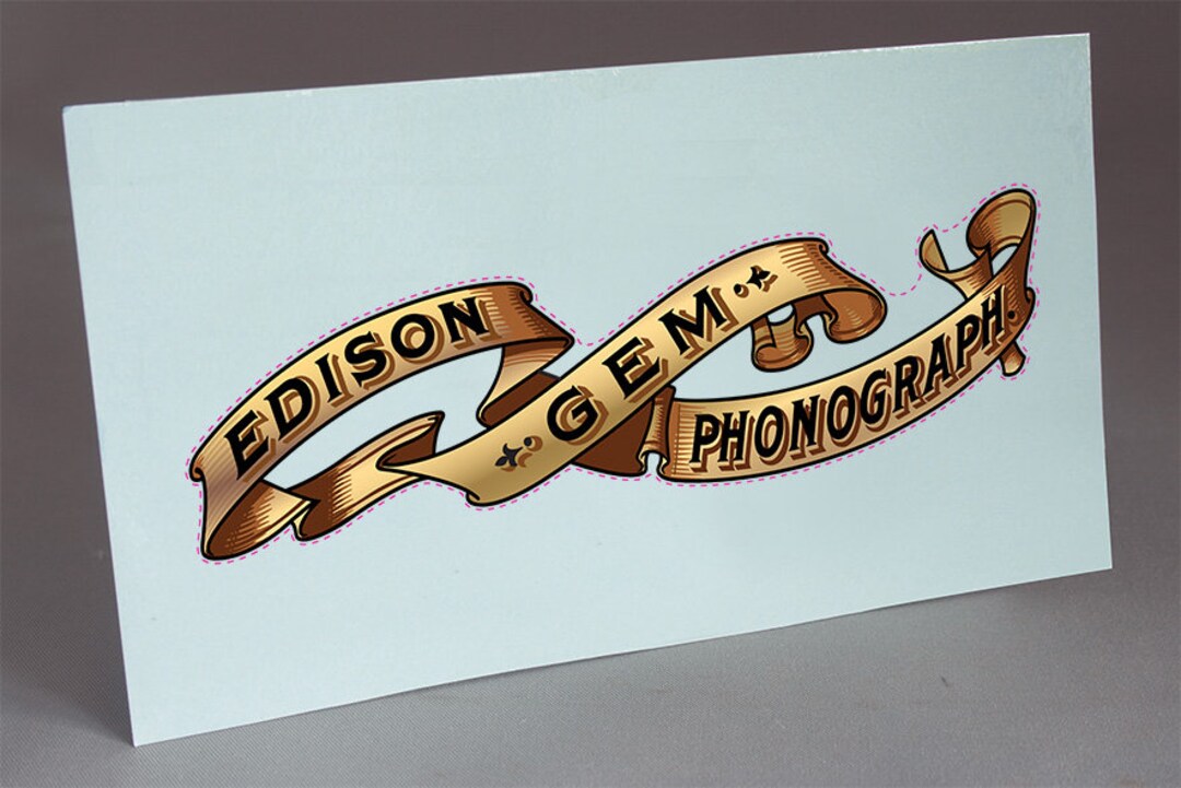 Pre Cut EDISON GEM BANNER for Lid Phonograph Restoration Water Slide ...