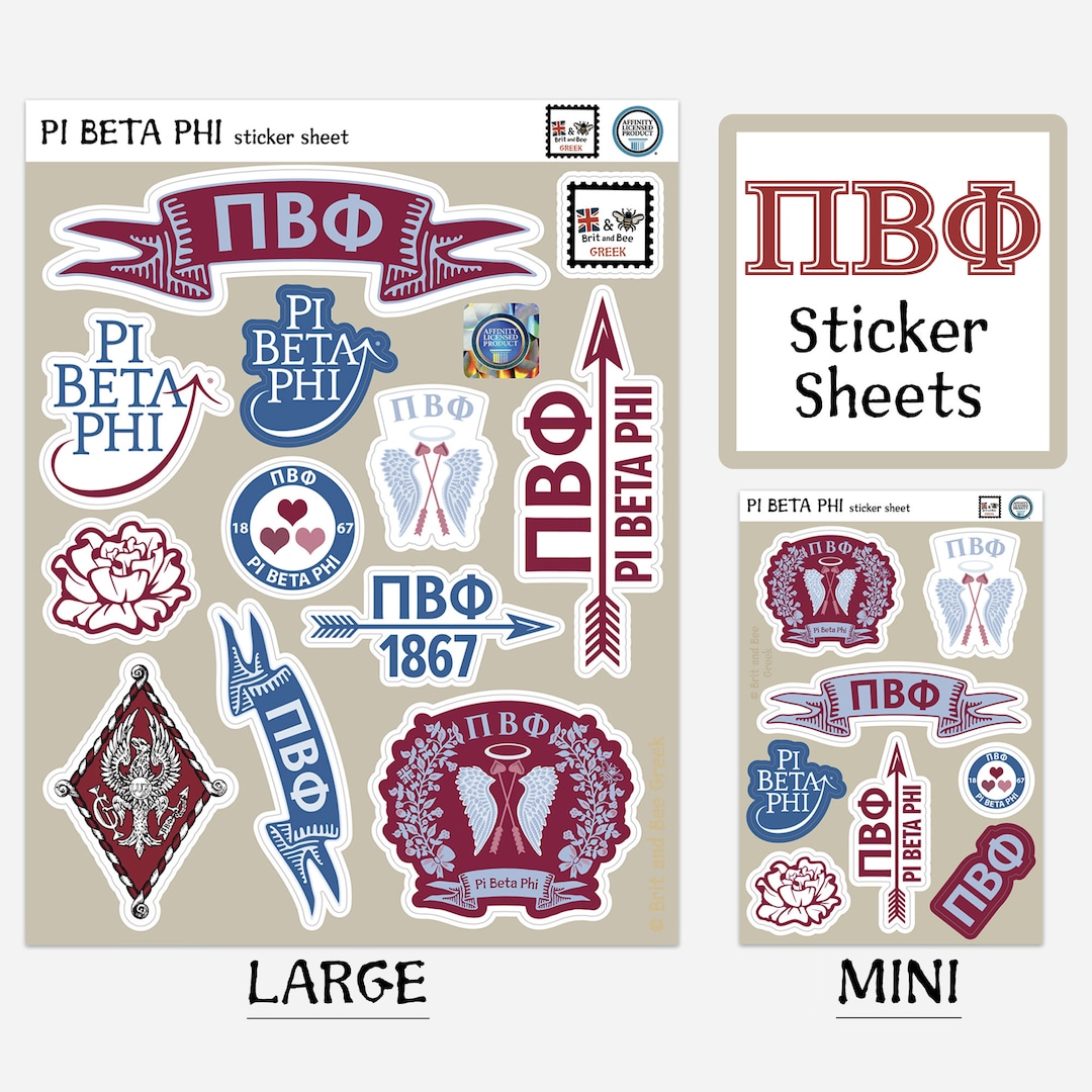 Pi Beta Phi Sticker Sheets | Top Quality Vinyl | Choice of Sheet Sizes ...