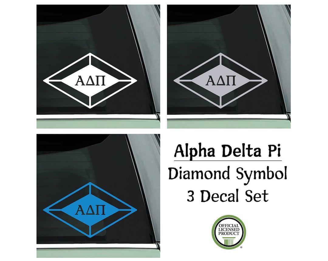 Alpha Delta Pi 3 Decal Set | 3 Adpi Diamond Symbol Decals | 1 White, 1 ...