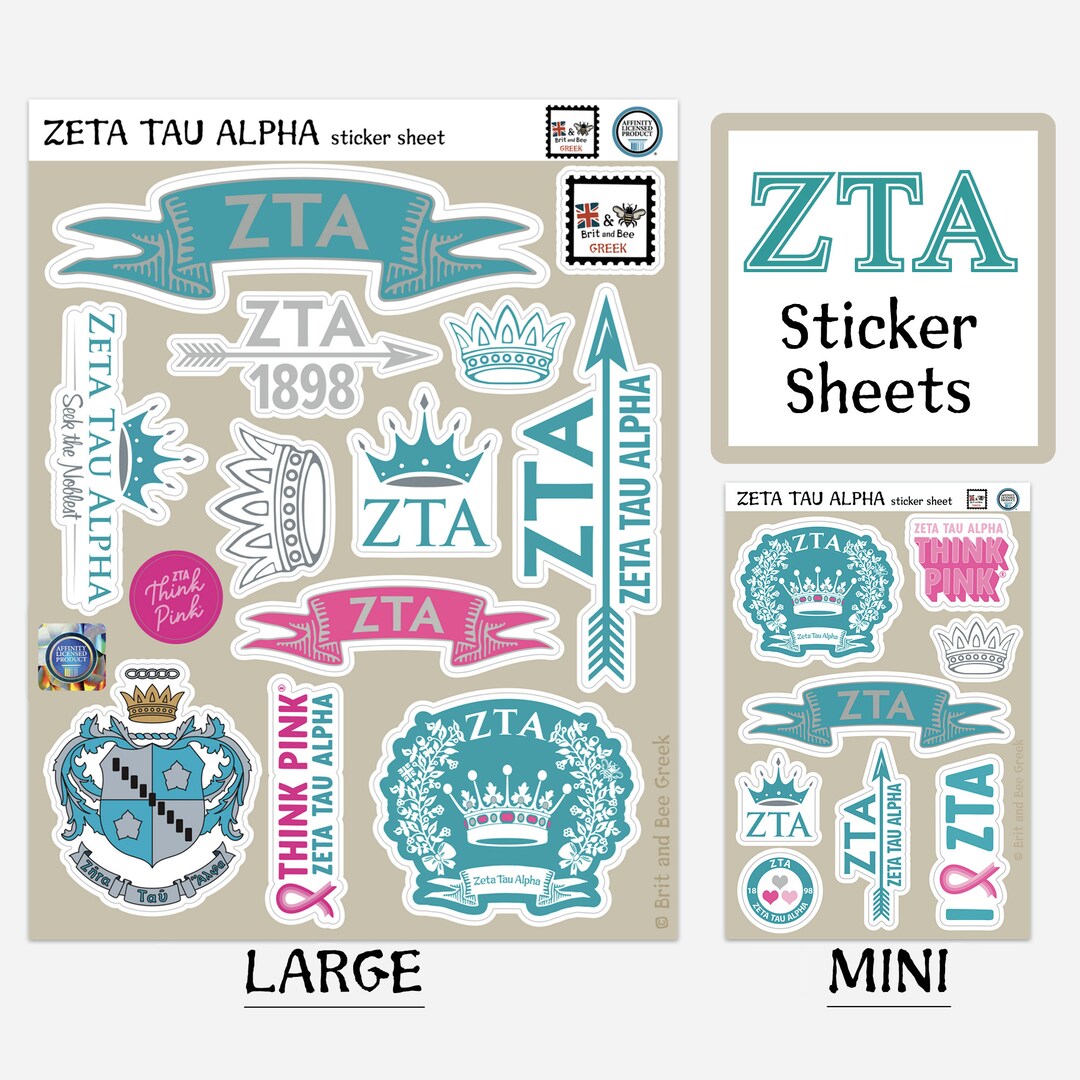 Zeta Tau Alpha Sticker Sheets | Top Quality Vinyl | Choice of Sheet ...