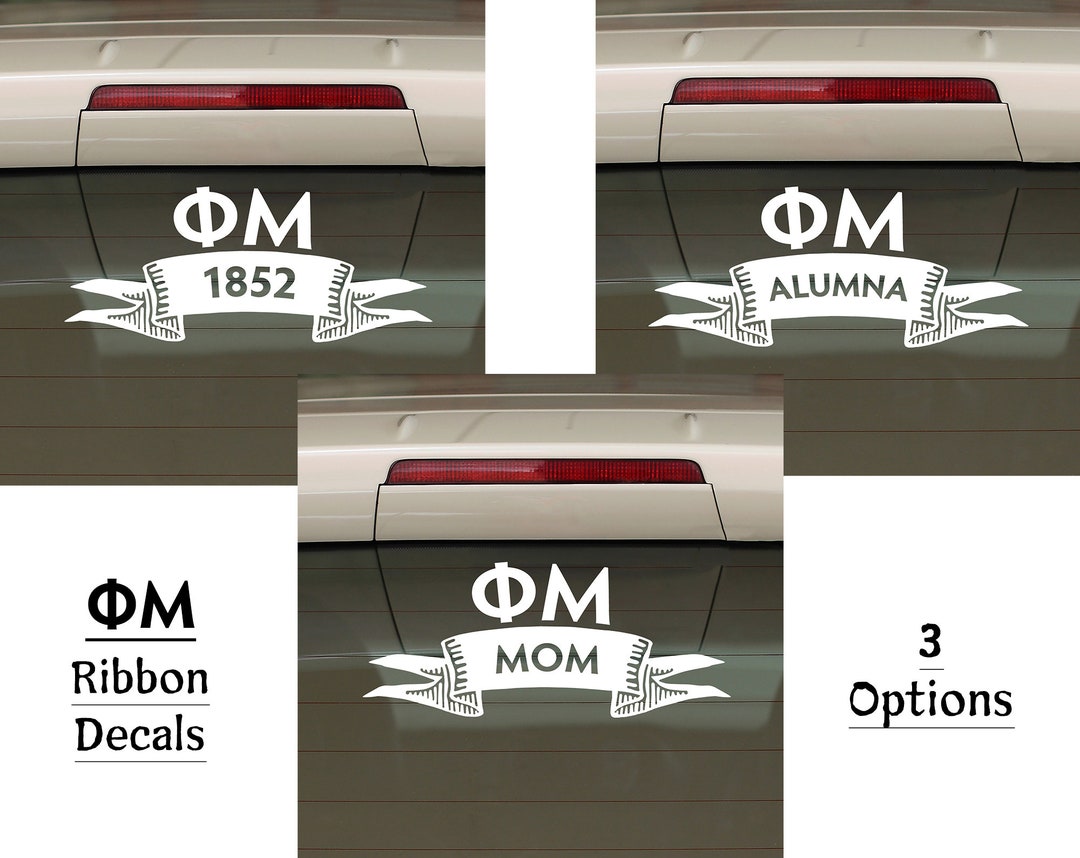 Phi Mu Ribbon Decals | Sorority Greek Letters - Etsy