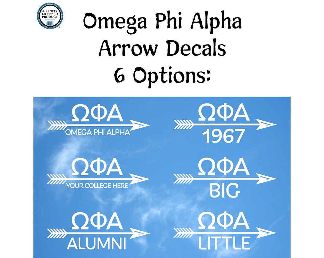 Omega Phi Alpha Arrow Decals | 6 Design Options - Etsy