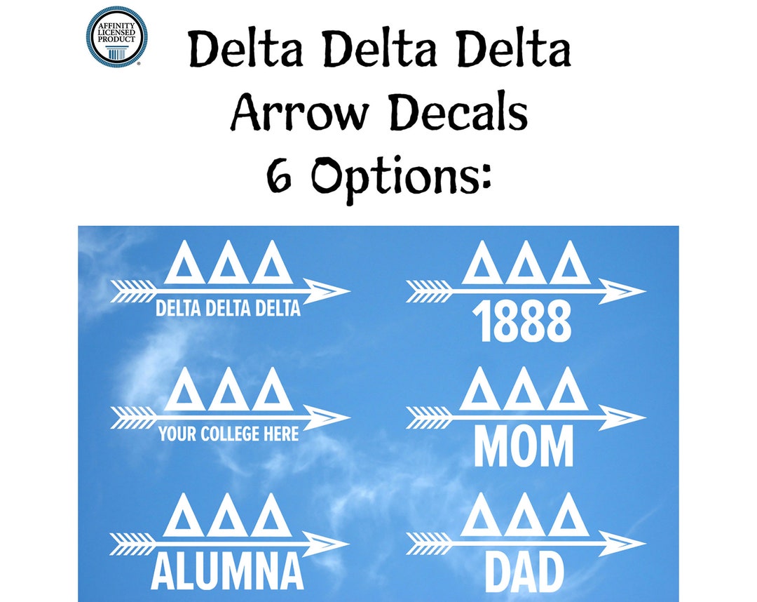 Delta Delta Delta Arrow Decals | 6 Design Options - Etsy