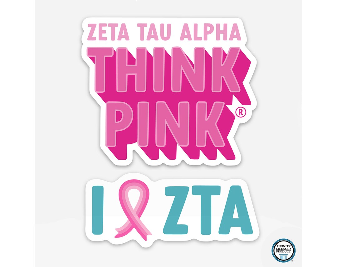 Zeta Tau Alpha Think Pink® Sticker Bundle | 2 X Top Quality Vinyl ...