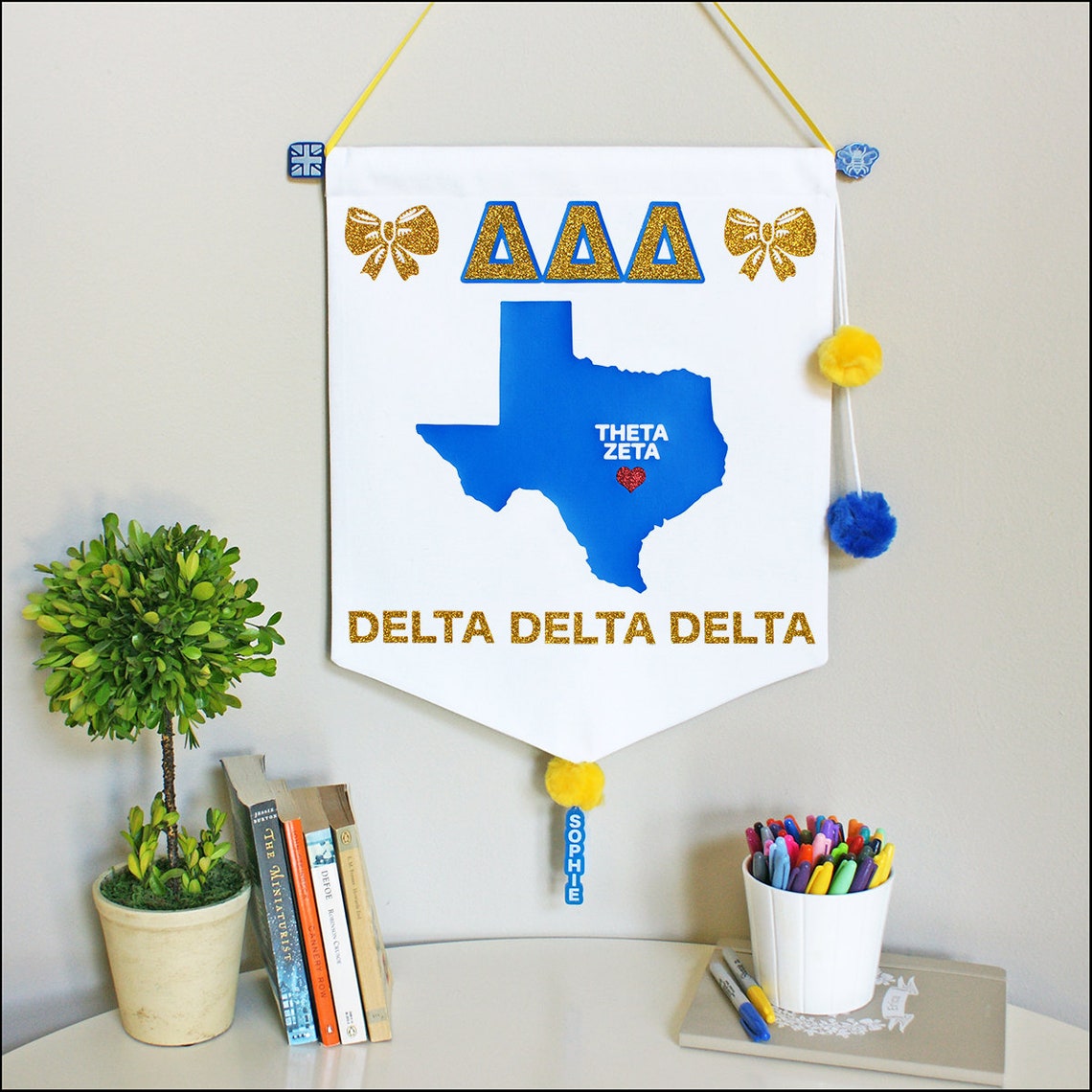 Tri Delta Pennant Flag - Etsy
