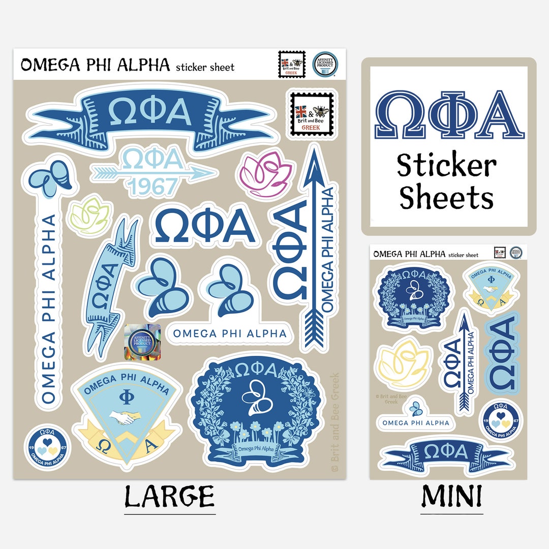 Omega Phi Alpha Sticker Sheets | Top Quality Vinyl | Choice of Sheet ...