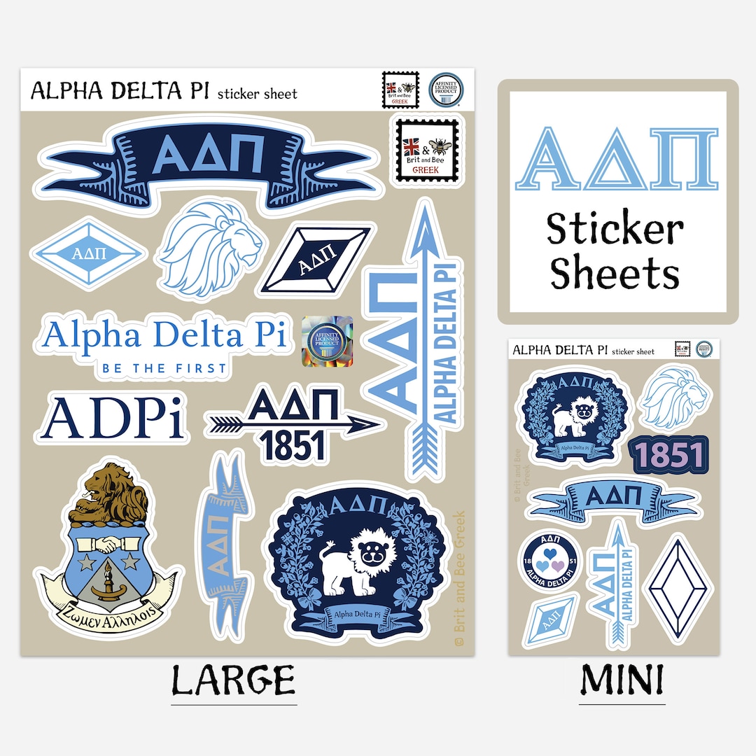 Alpha Delta Pi Sticker Sheets | Top Quality Vinyl | Choice of Sheet ...