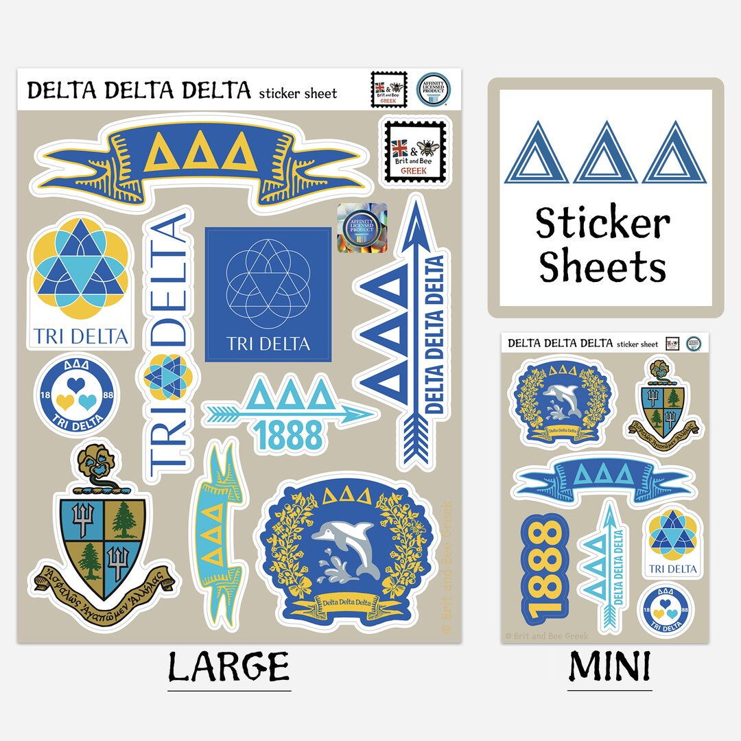 Delta Delta Delta Sticker Sheets | Top Quality Vinyl | Choice of Sheet ...
