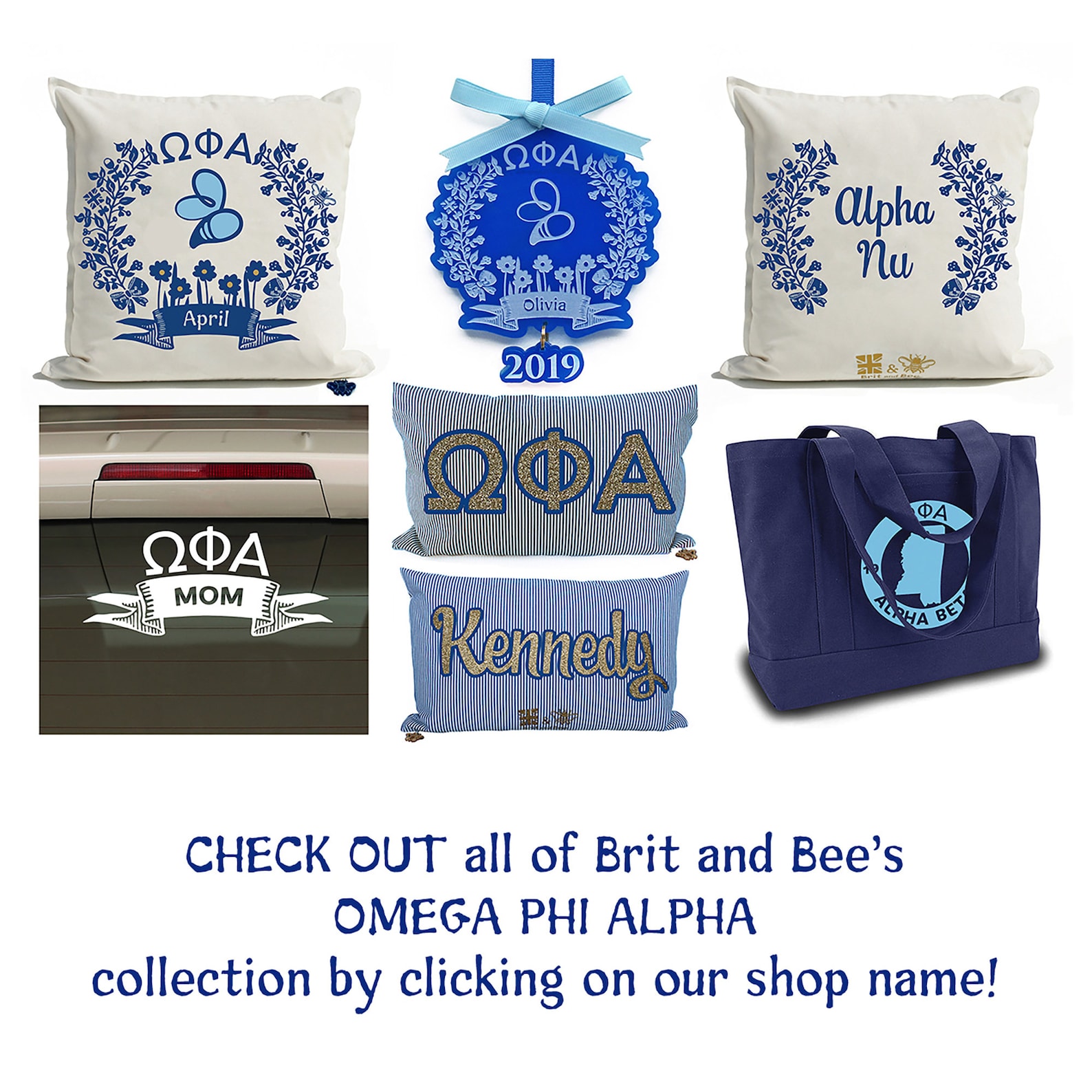 Omega Phi Alpha Decal Set (3 Matching Decals) | Ophia Bee and Greek ...
