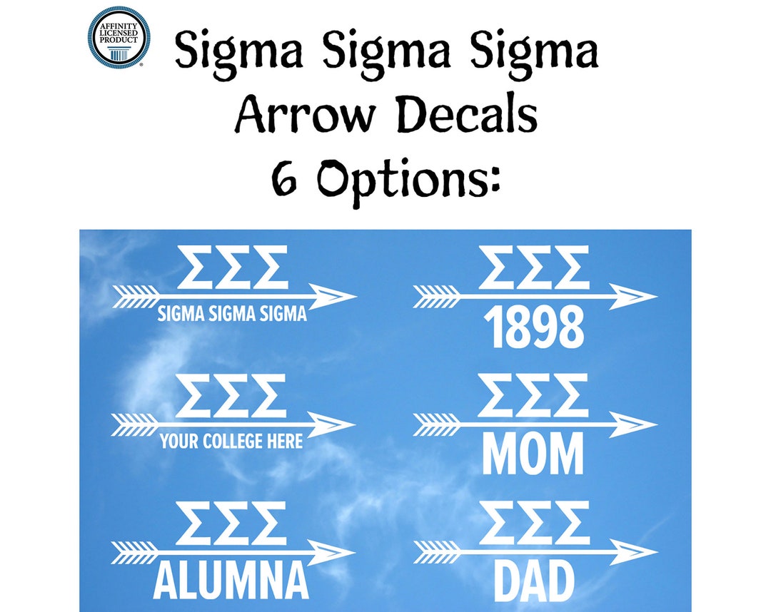 Sigma Sigma Sigma Arrow Decals | 6 Design Options - Etsy