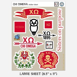 Chi Omega Sticker Sheets | Top Quality Vinyl | Choice of Sheet Sizes ...