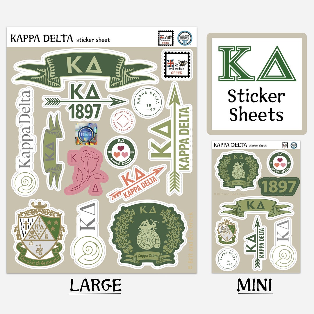 Kappa Delta Sticker Sheets | Top Quality Vinyl | Choice of Sheet Sizes ...