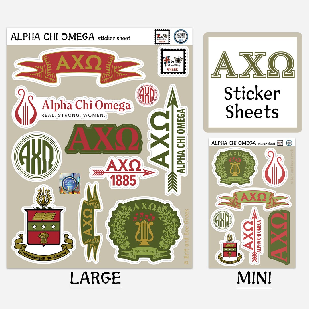 Alpha Chi Omega Sticker Sheets | Top Quality Vinyl | Choice of Sheet ...