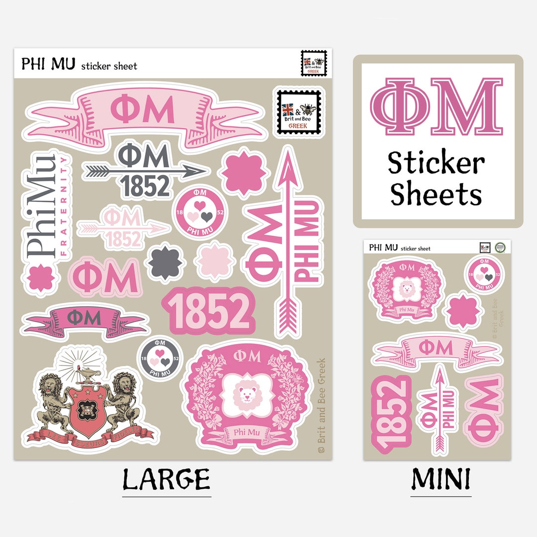 Phi Mu Sticker Sheets | Top Quality Vinyl | Choice of Sheet Sizes ...