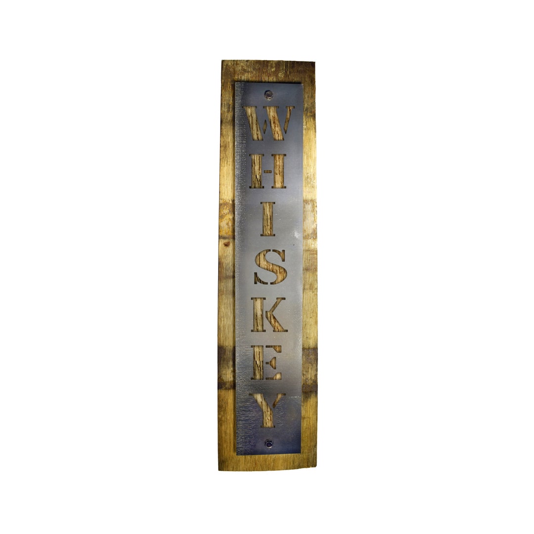 Reclaimed Barrel Stave Wall Sign With Metal Whiskey Cutout - Etsy