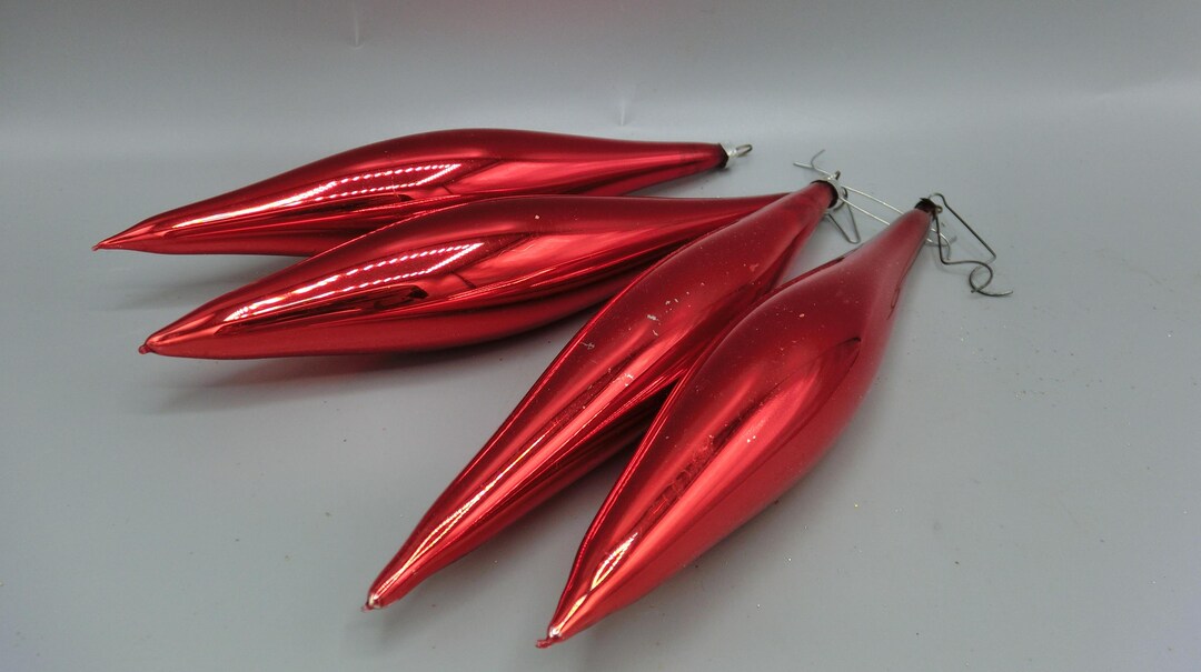 VINTAGE 4 Pieces Cones Christmas Tree Balls, Red Shaped Ball Cones ...