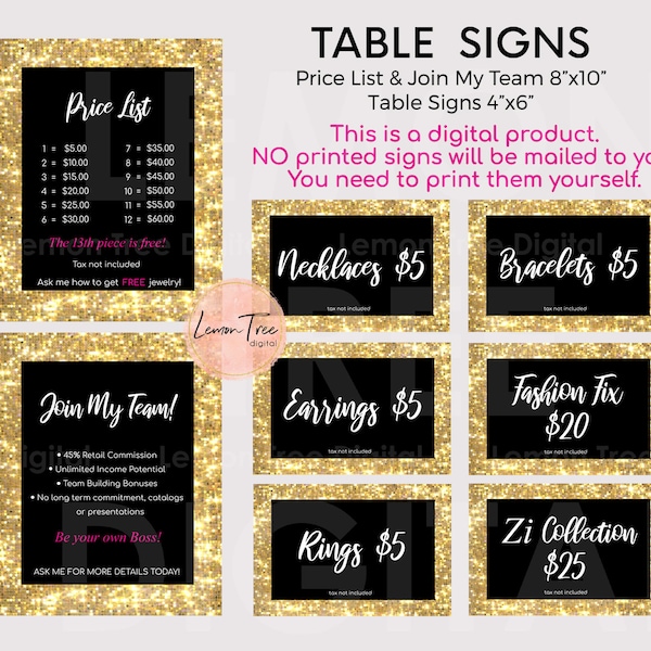 Paparazzi Table Signs - Etsy