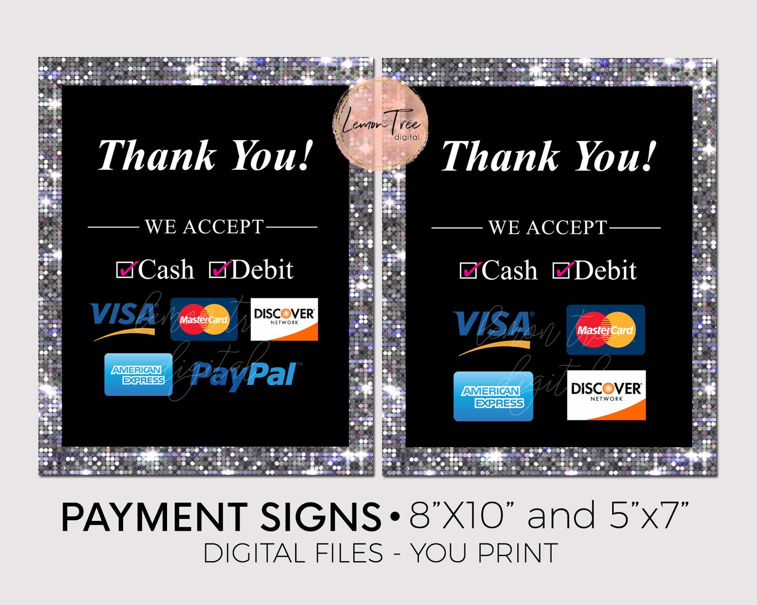 Digital Signs Download Sign for a table Payment Sign Credit Card sign ...