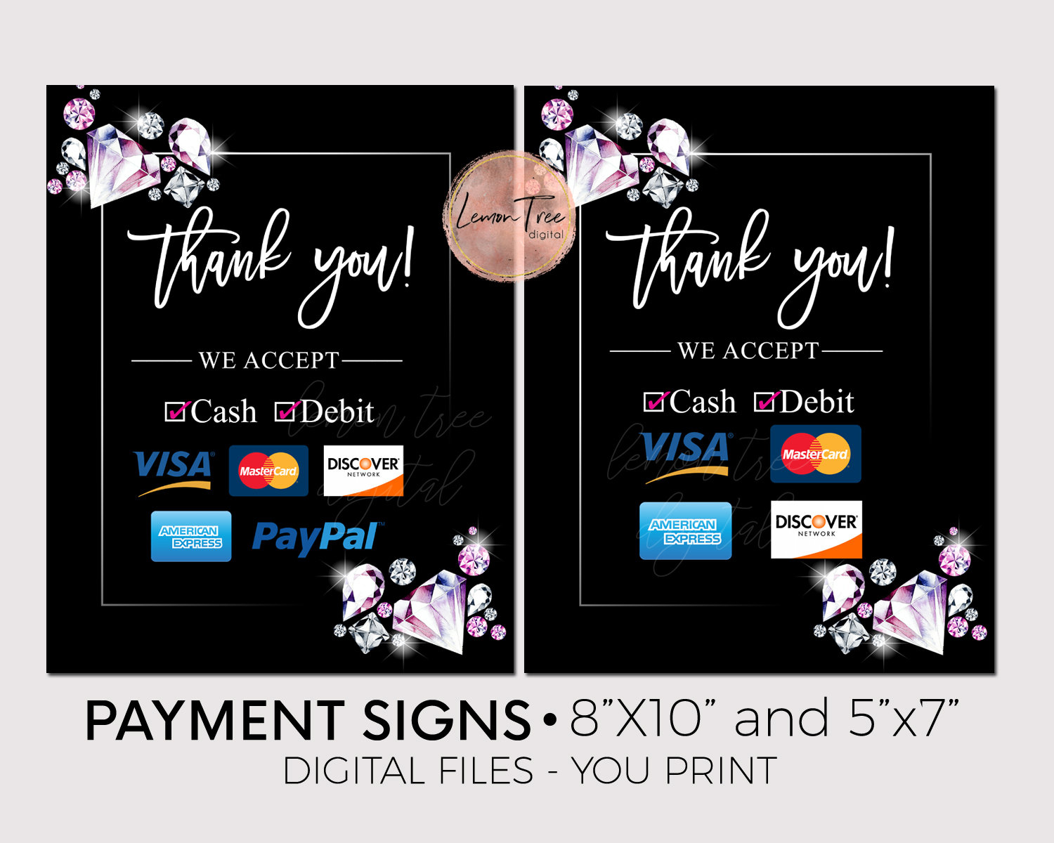 Digital Signs Download Sign for a table Payment Sign Credit Card sign ...