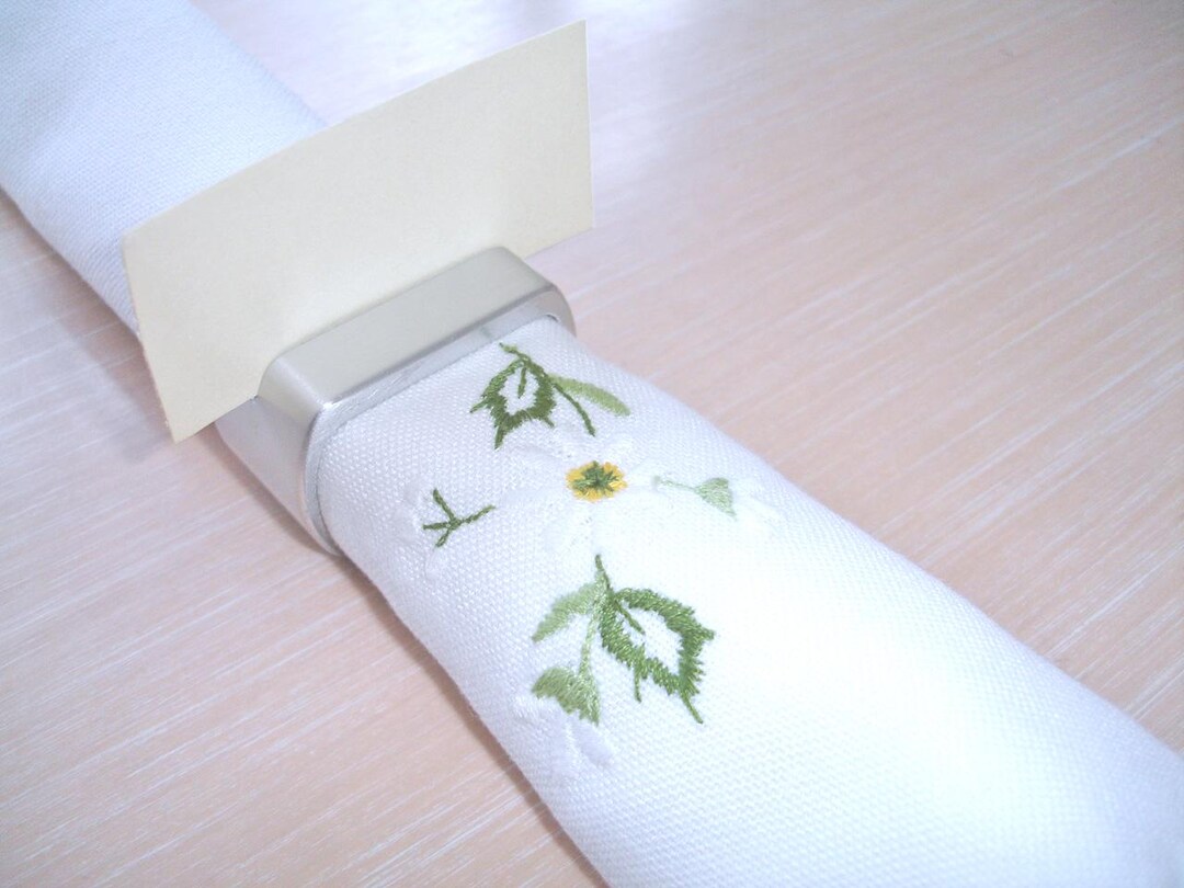 6 Napkin Rings With Name Place Holders Silver Coloured Metal X Set of ...