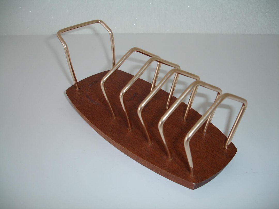 Mid Century Atomic Toast Rack Vintage Wooden WYNCRAFT Wood and Metal 4 ...