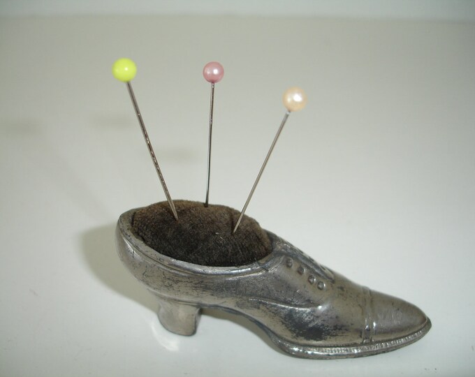 Shoe Pin Cushion Victorian Style Ladies Boot Pincushion Antique Vintage ...