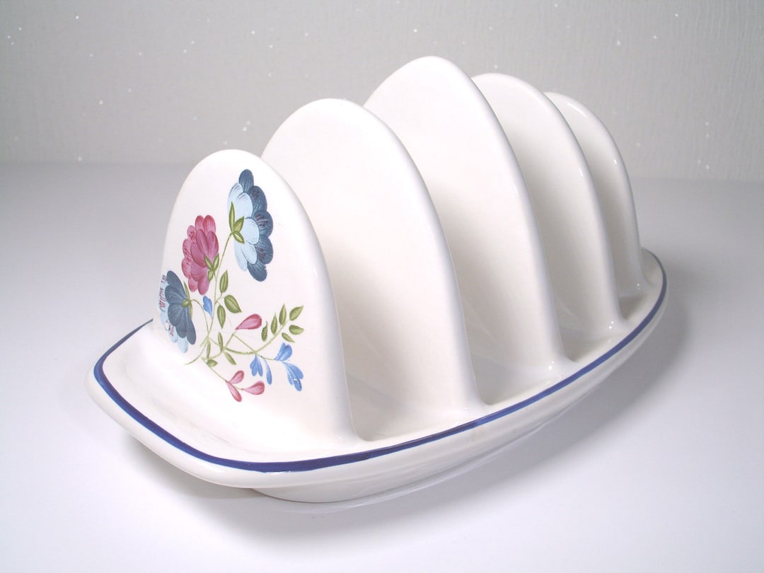 Toast Rack Ceramic 4 Slice Floral China Toastrack Post Holder Letter ...
