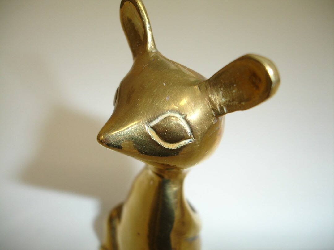 Mouse Solid Brass Big Eared Mouse Paperweight Kitsch Figurine Ornament ...