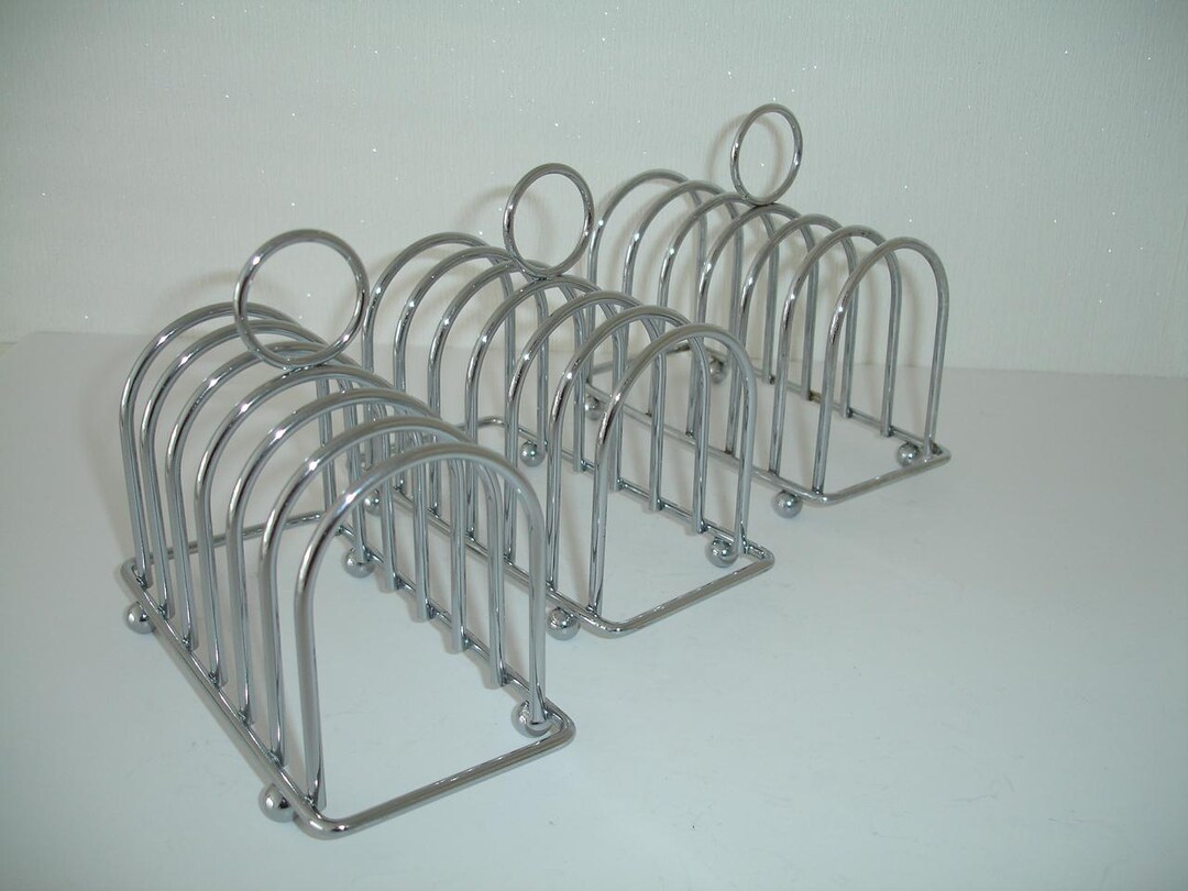 Toast Racks Set of 3 Chrome Silver Colour Color Metal Ball Feet Perfect ...