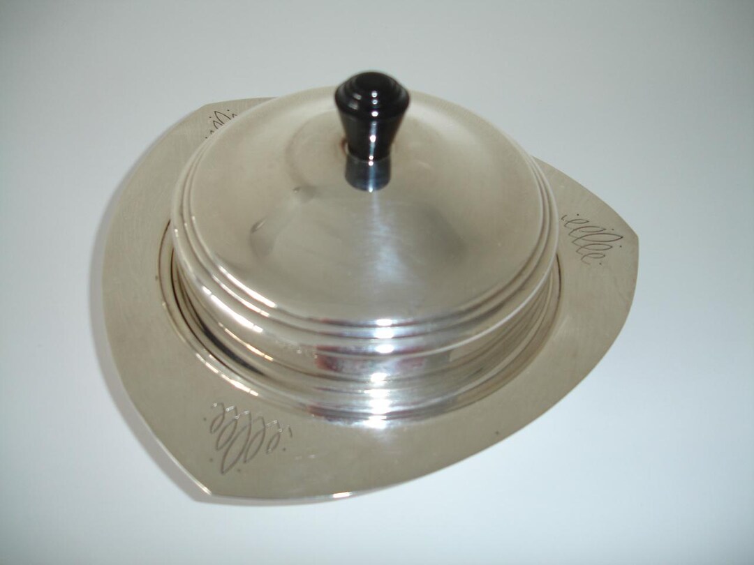 Butter Dish Silver Plated Tray Metal Dome Angora EPNS - Etsy