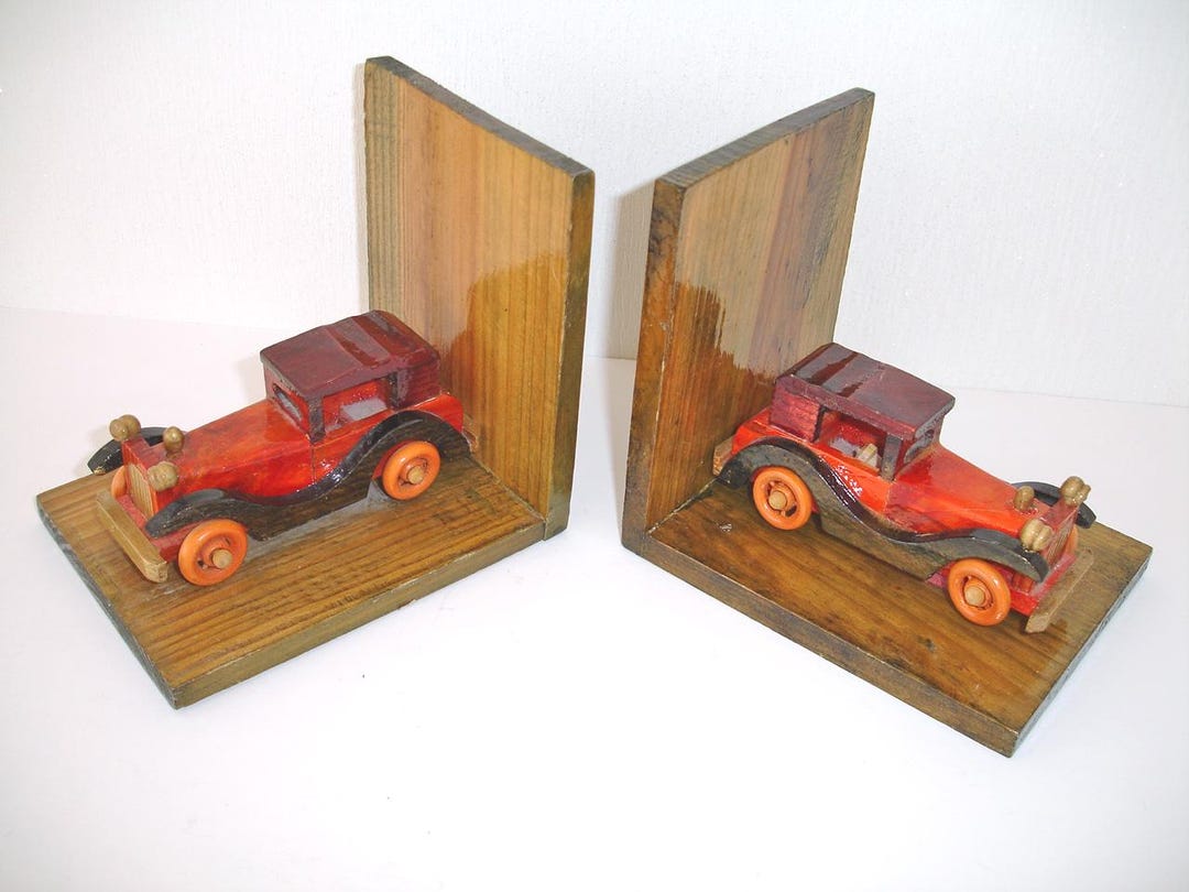 Vintage Car Bookends Wooden Cars Pair of Book Ends - Etsy