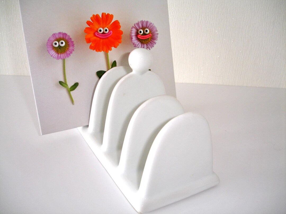 White Toast Rack Ceramic 4 Slice Thick Sliced Toast China Toastrack ...